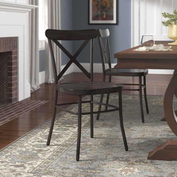 Aliha Metal Cross Back Side Chair ( color black)