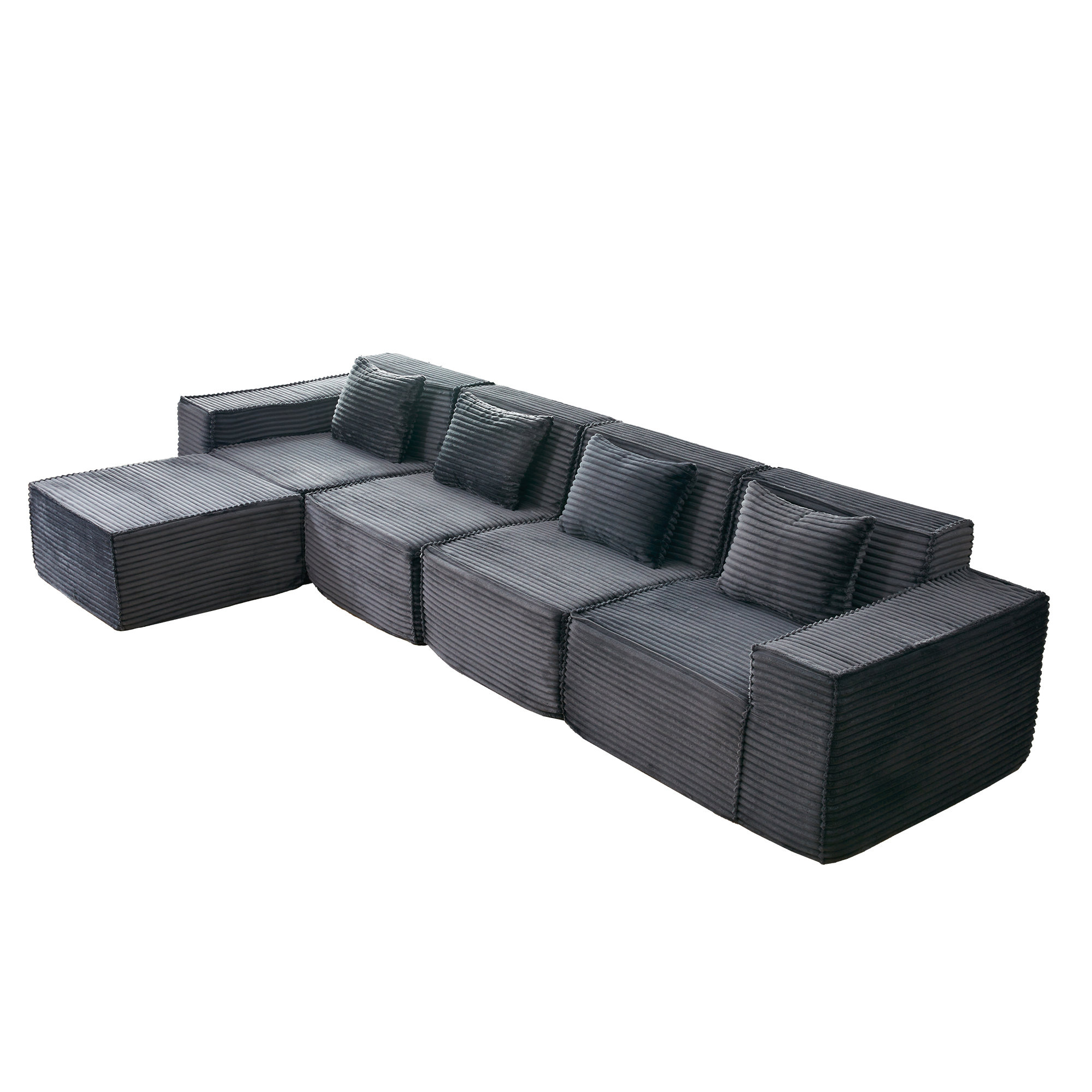Latitude Run® L-shaped Premium Sectionals, Corduroy Upholstered, Modern ...