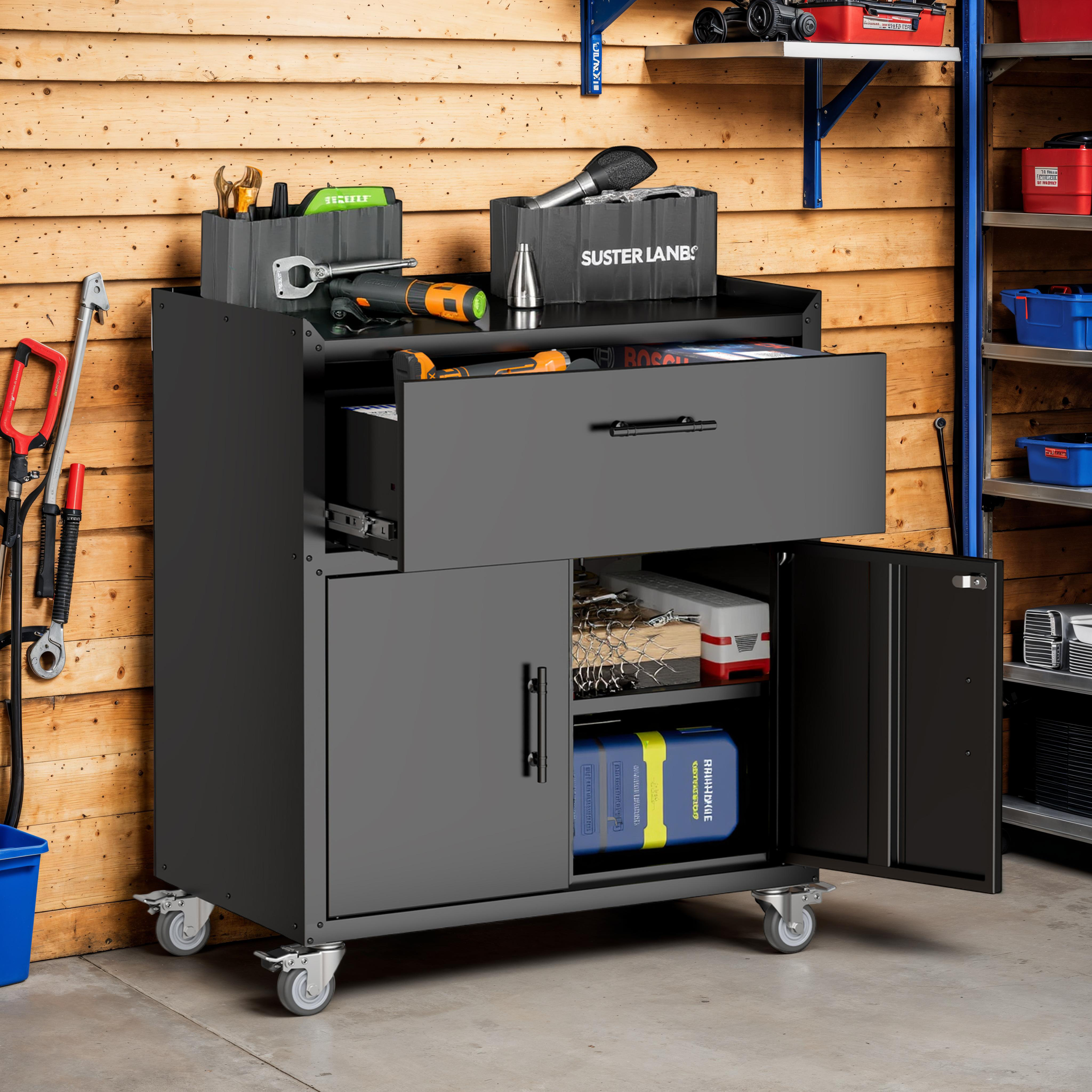 WFX Utility™ Lockable 2 Door Tool Cabinet for Garage, Rolling Metal ...