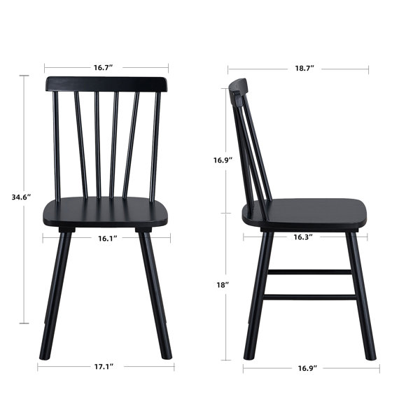 Gracie Oaks Phaong 17" Wide Mid-Century Modern Windsor Back Wood Modern ...