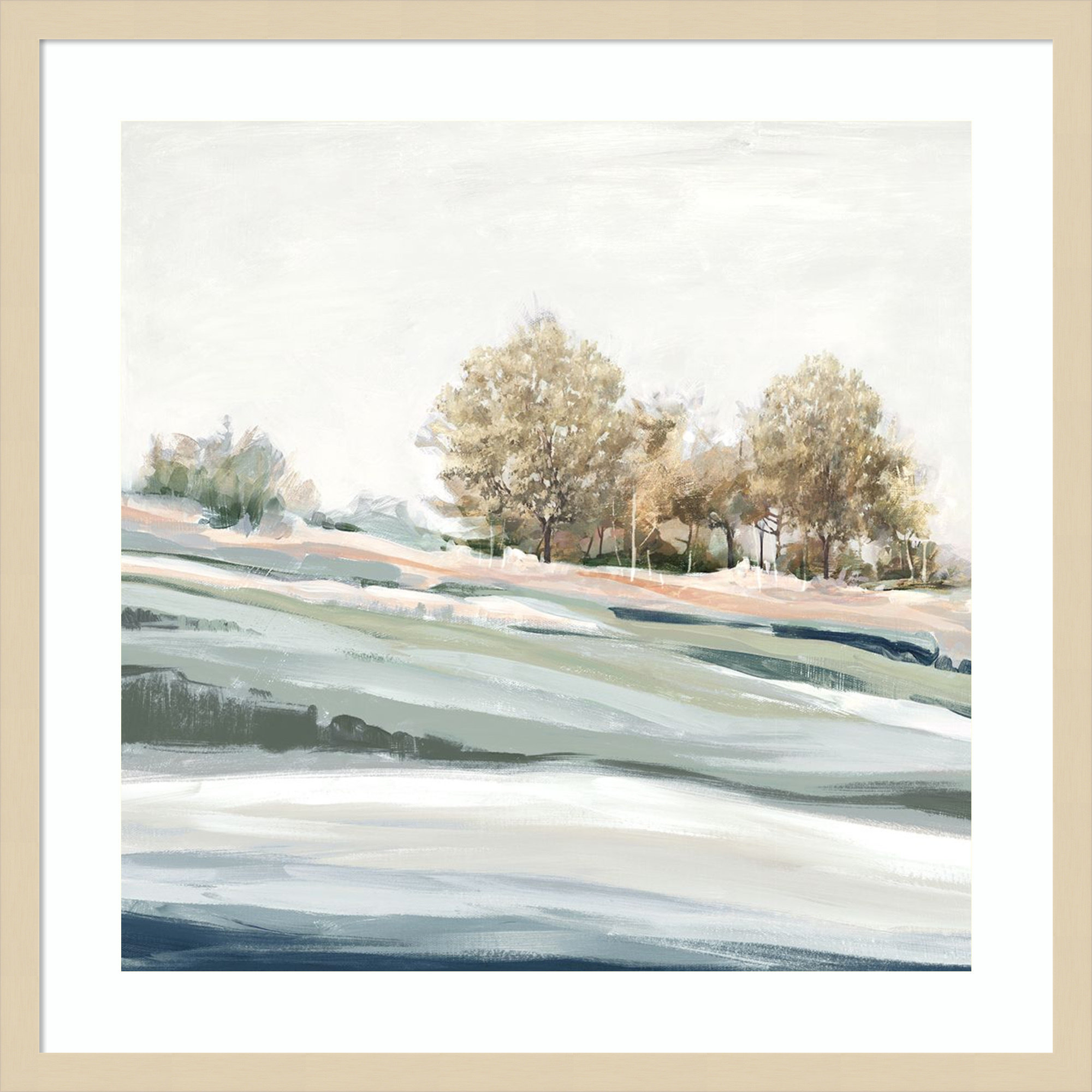 Lark Manor™ Blue Still Trees by Jacob q Wood Framed Wall Art Print ...