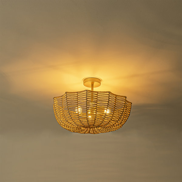 Bay Isle Home™ Marigold 3-Light 21 " Wide Woven Semi Flush Mount Modern ...