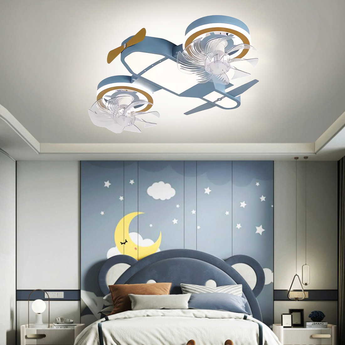 Zoomie Kids 31.5“ Airplane Ceiling Fan Light Kids Ceiling Light ...