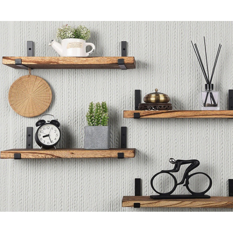 Ebern Designs Rustic Floating Wood Shelves For Wall, Farmhouse Style ...