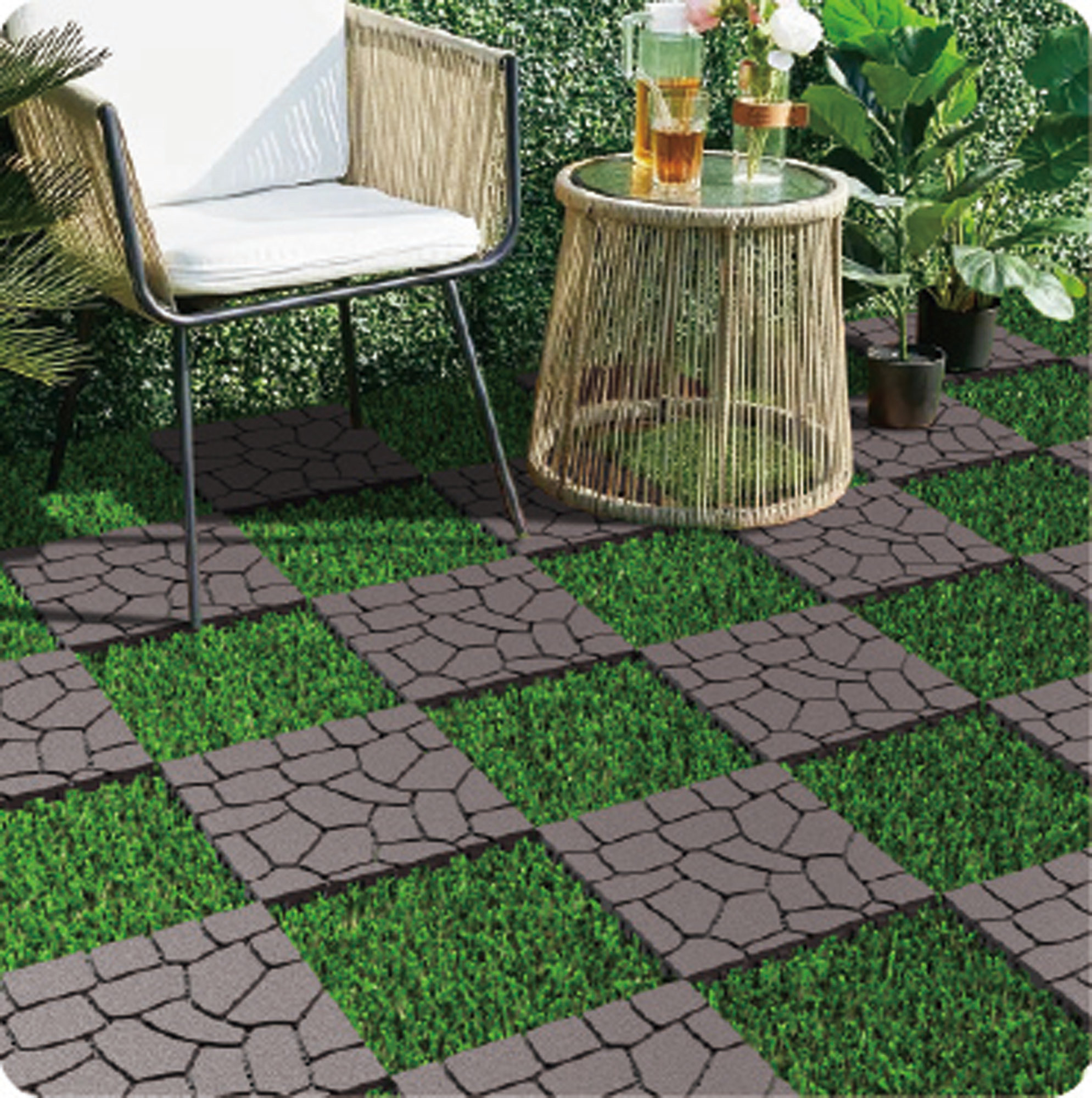 GROUPES New Stone Texture 12" Patio Deck Tiles, DIY Module Interlocking ...