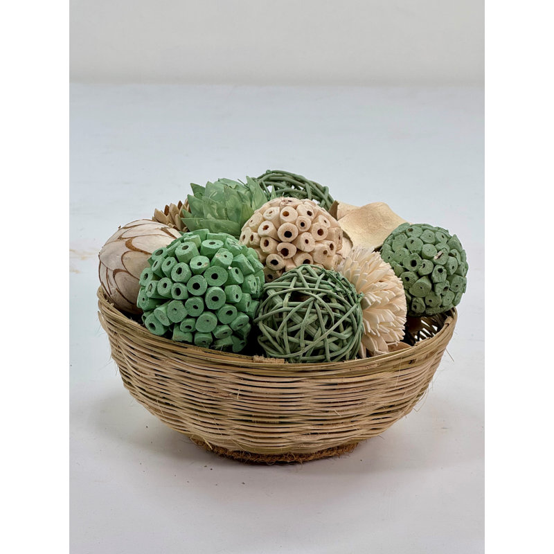 Loon Peak® Deco Basket Pods And Orbs Green | Wayfair