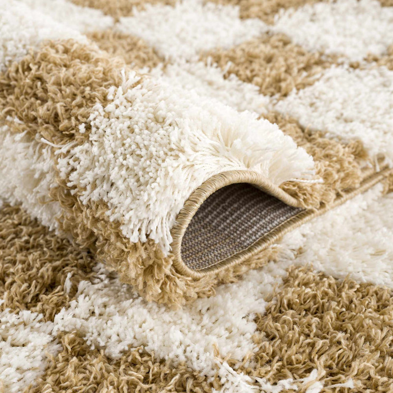 Latitude Run® Atiran Checkered Plush Pile Brown Area Rug & Reviews ...