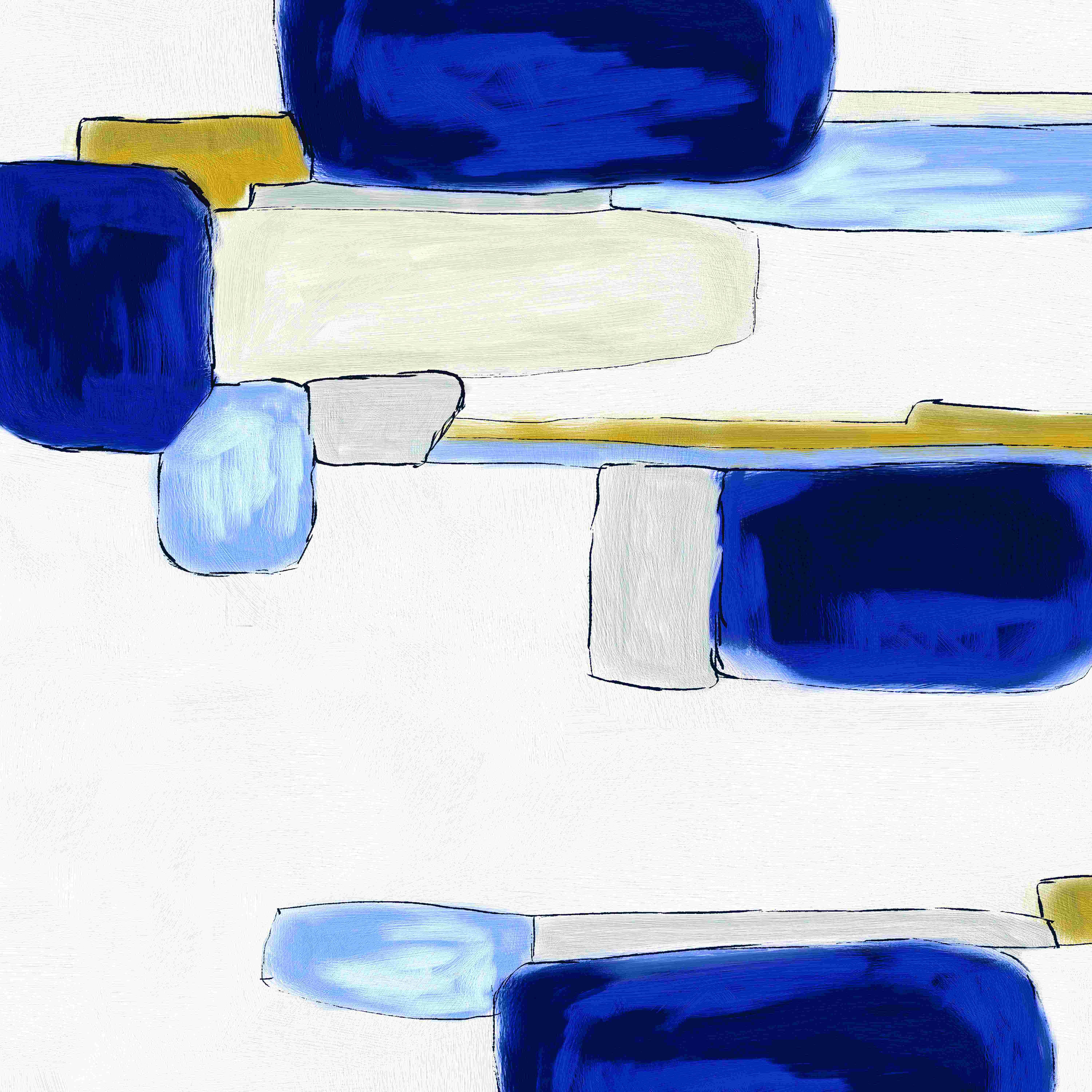 Wrought Studio Navy Painted Squares 3 - Wrapped Canvas Graphic Art ...