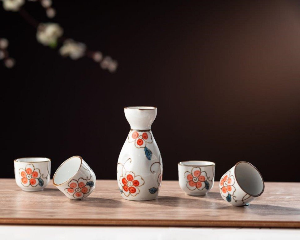 Wildon Home® 5-Piece Sake Set, Durable Ceramic Japanese Sake Set With 1 ...