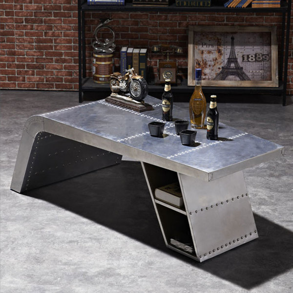 Jes Design Creative Industrial Aluminum Skin Coffee Table Coffee Table ...