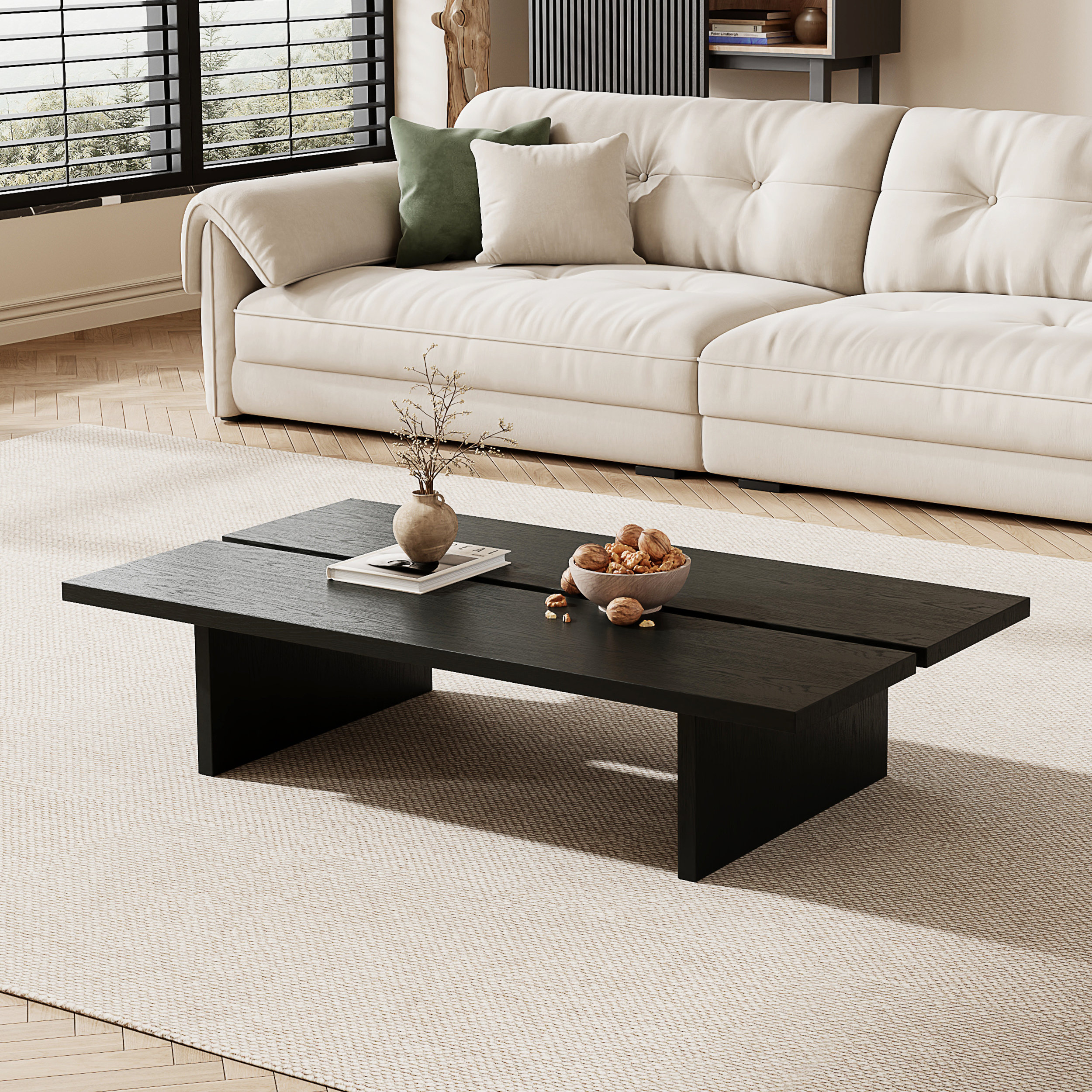 Latitude Run® 47.2" Modern Rectangular Coffee Table, Pretty Wood ...