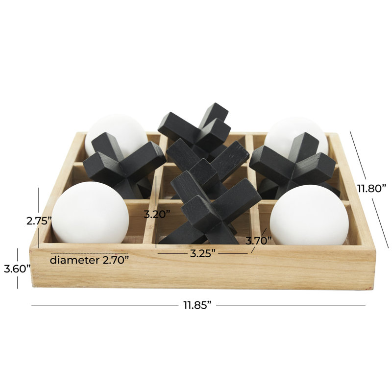 Cole & Grey Wood Dimensional Tic Tac Toe Decor Brown Game Set with 3D ...