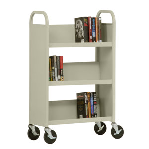 Lorell 27" W Single Sided Sloped-Shelf Mobile Book Truck in Putty | Wayfair