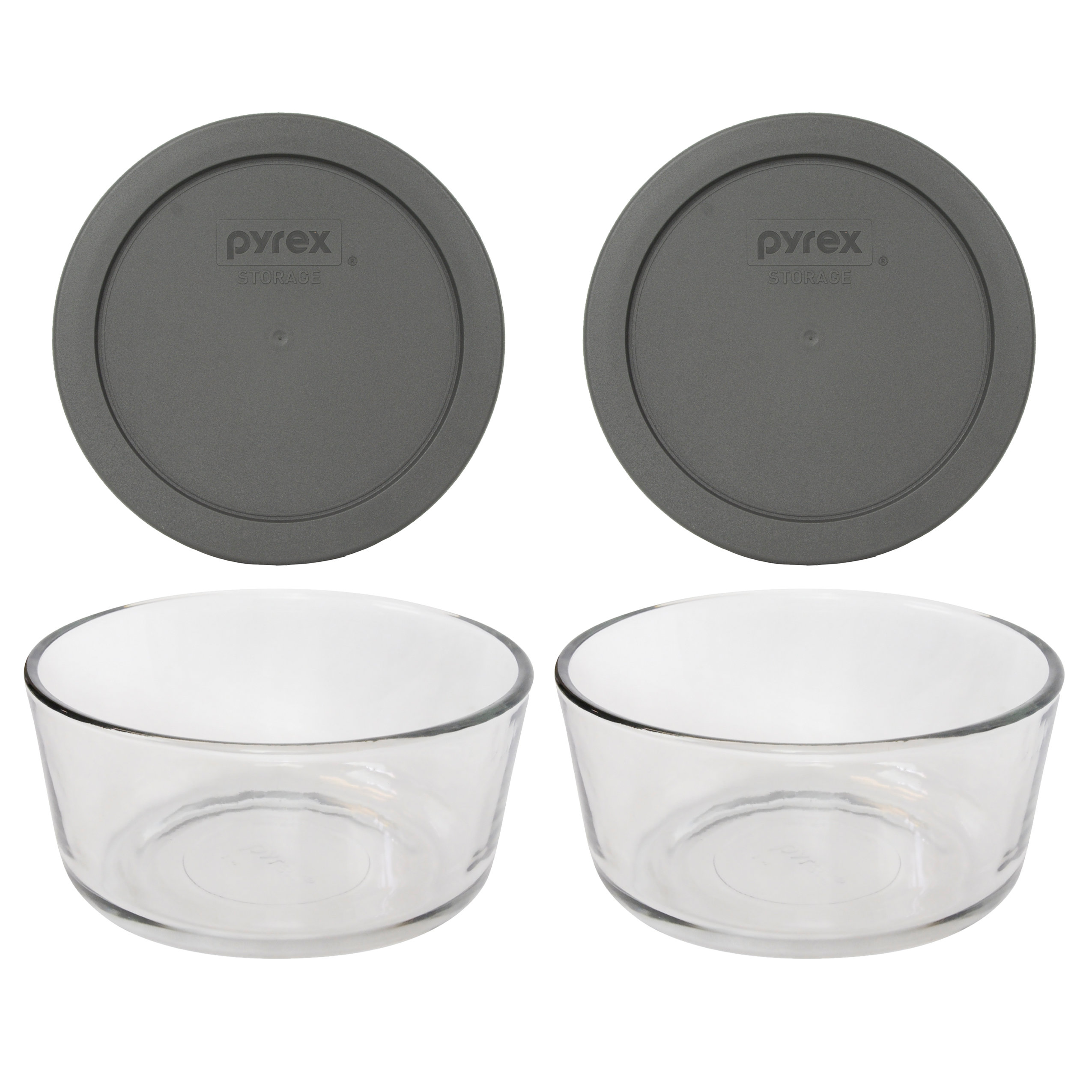 Pyrex (2) 7201 4 Cup Glass Bowls & (2) 7201-PC Lids | Wayfair