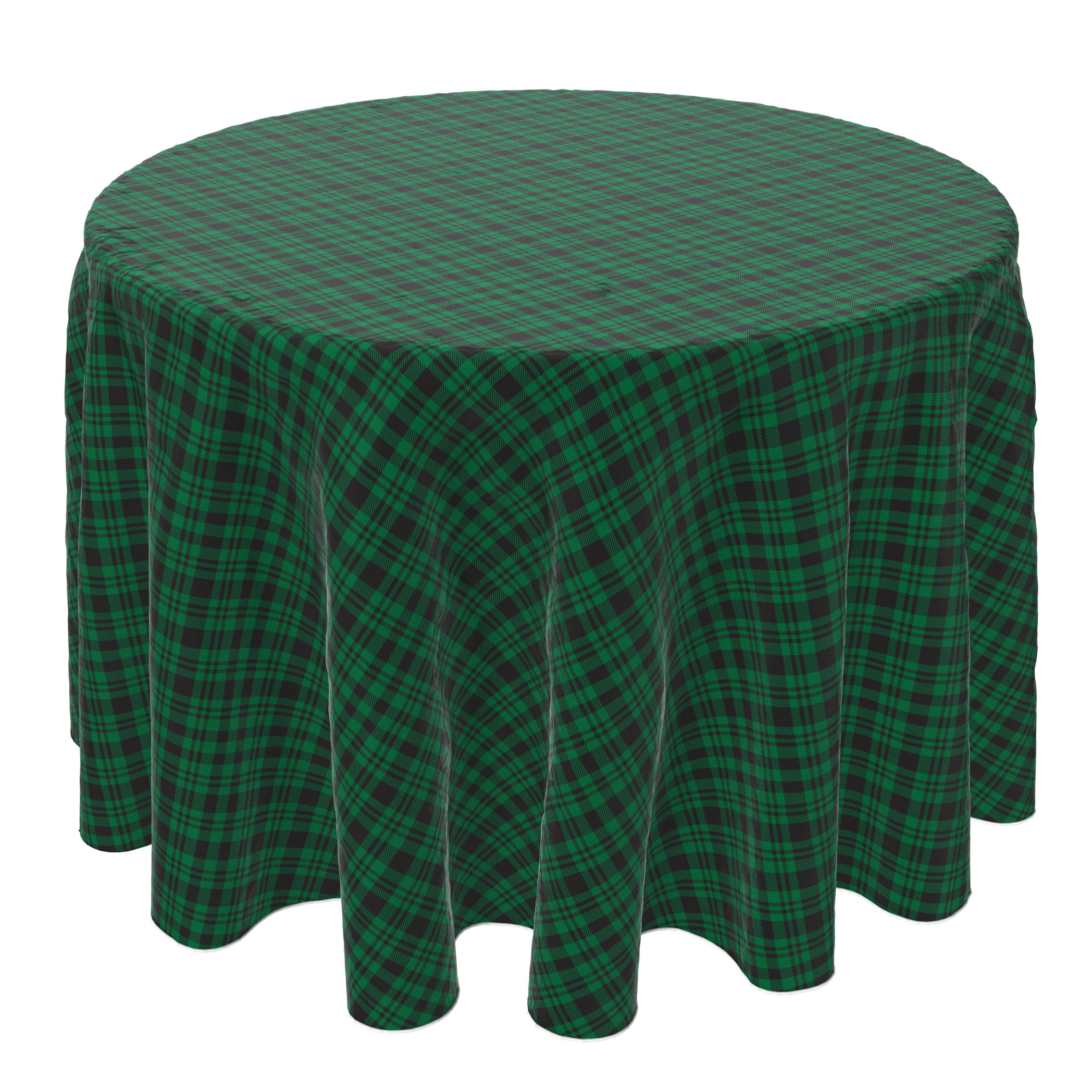 The Holiday Aisle® Round Plaid Cotton Twill Tablecloth | Wayfair