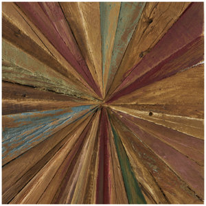 Wrought Studio™ Brown Teak Wood Handmade Radial Starburst Wall Decor 39 ...