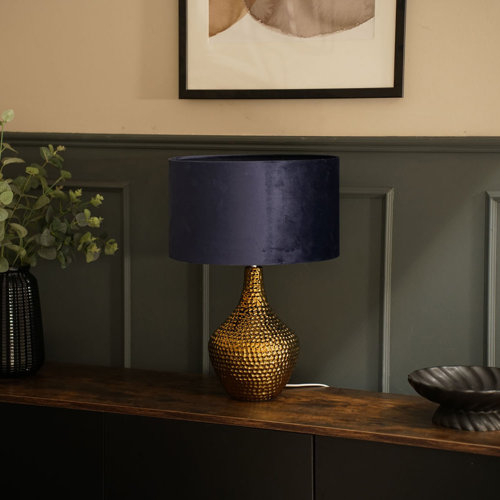 Fairmont Park Deshi Metallic Gold Ceramic Table Lamp with Blush Velvet ...