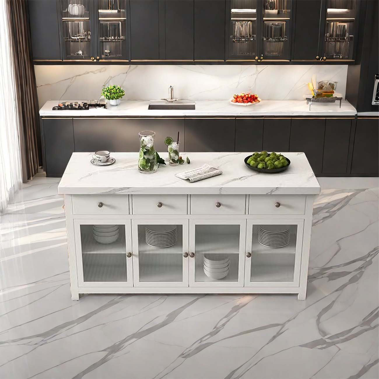 Hart Enjoy life White marble island, marble kitchen counter - Wayfair ...