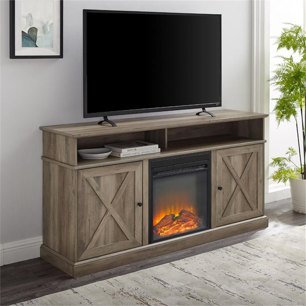 Gracie Oaks Walker Edison Atticus Farmhouse TV Stand With Barn Door ...
