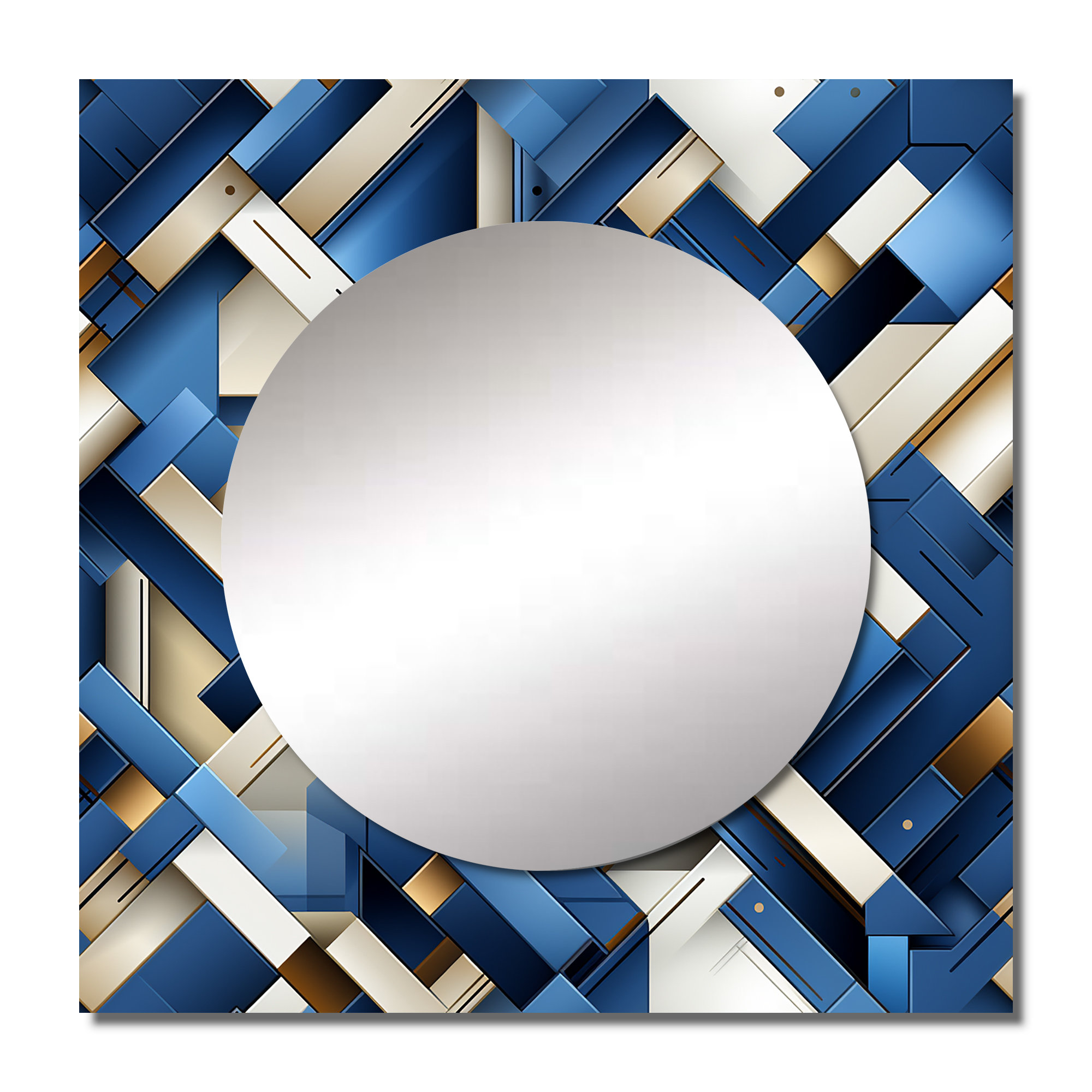 Design Art Urban Cobalt Blue And Bwhite Grid Geometric - Modern Square ...