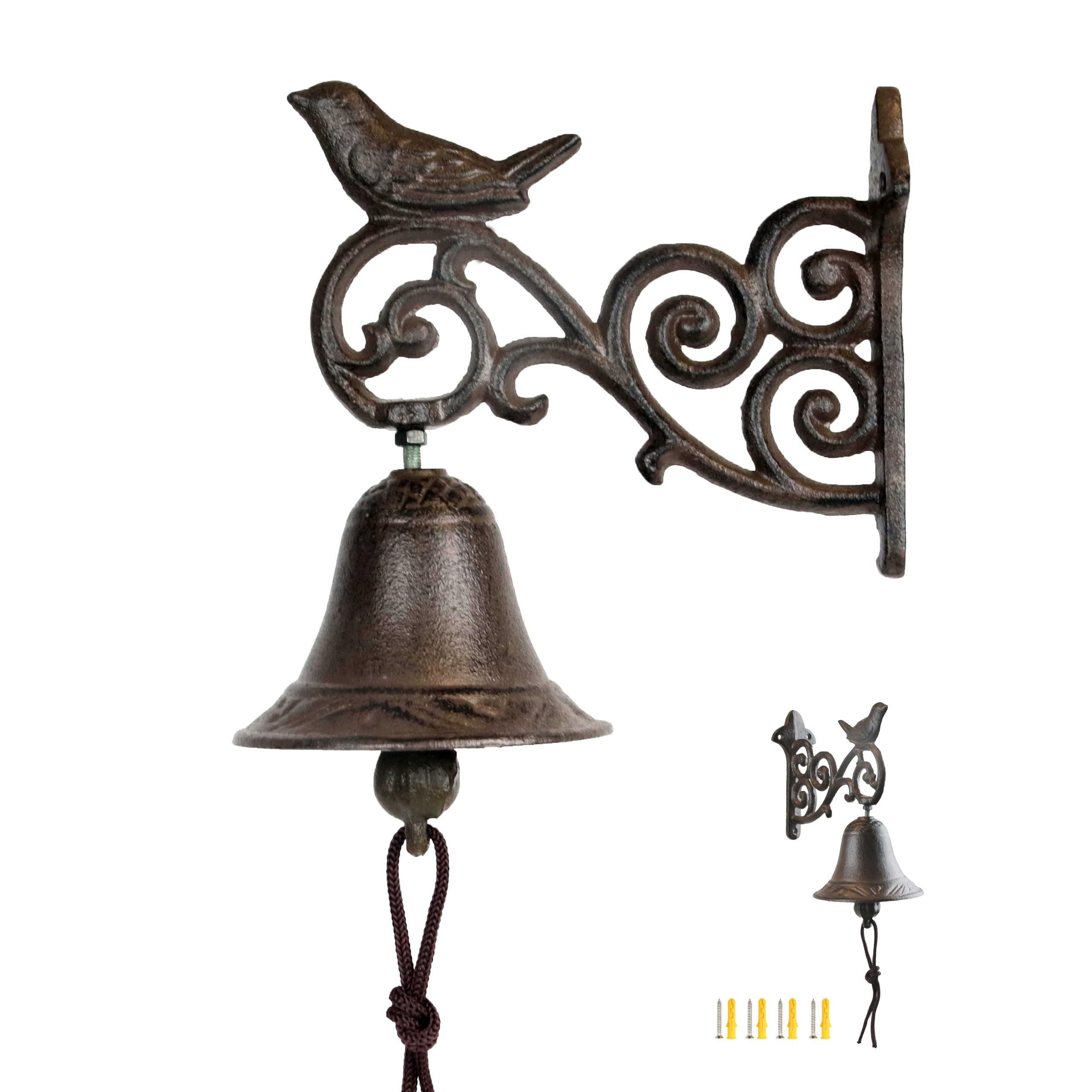 Symple Stuff Antique Cast Iron Dinner Bell - Large Outdoor Bell With ...