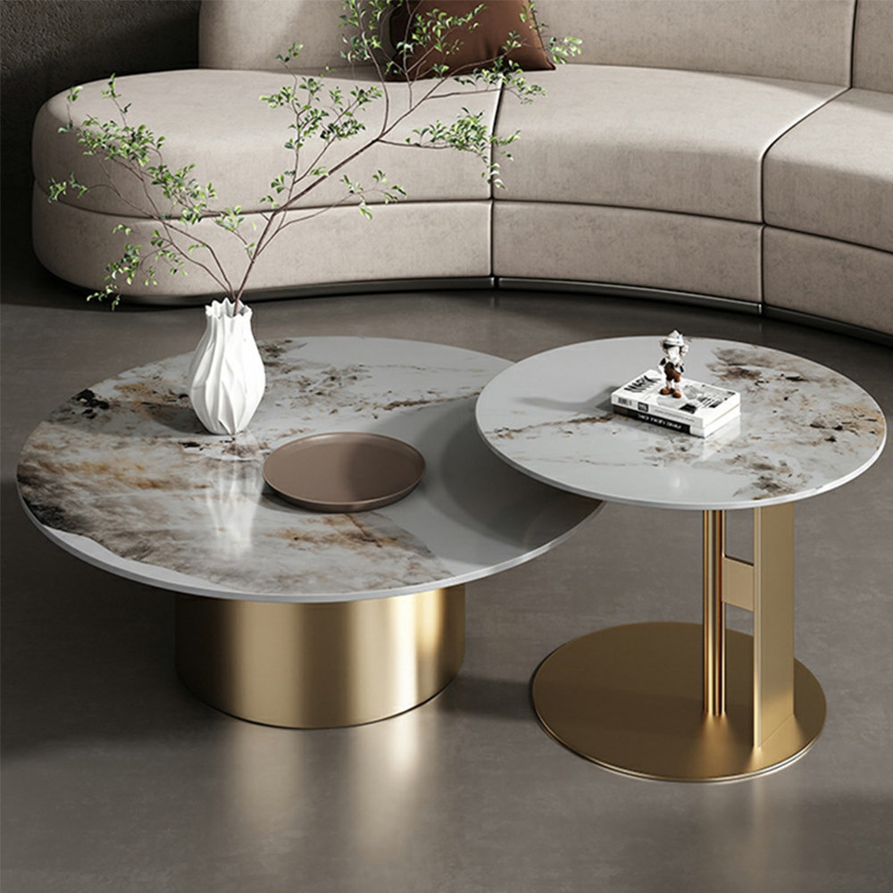 Bkoksety Italian light luxury rock plate coffee table set | Wayfair