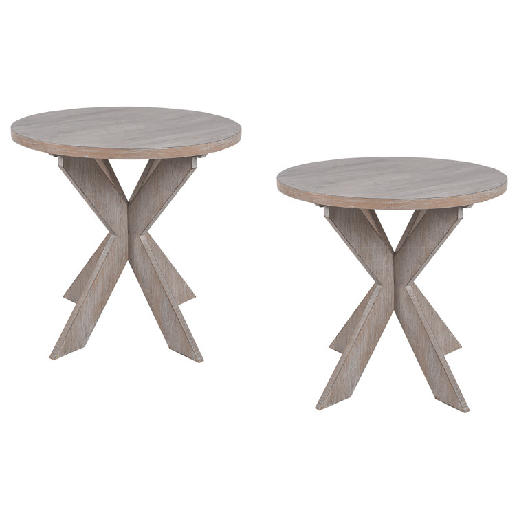 Gracie Oaks Agda Farmhouse Cross Leg end Table, French Country Round ...