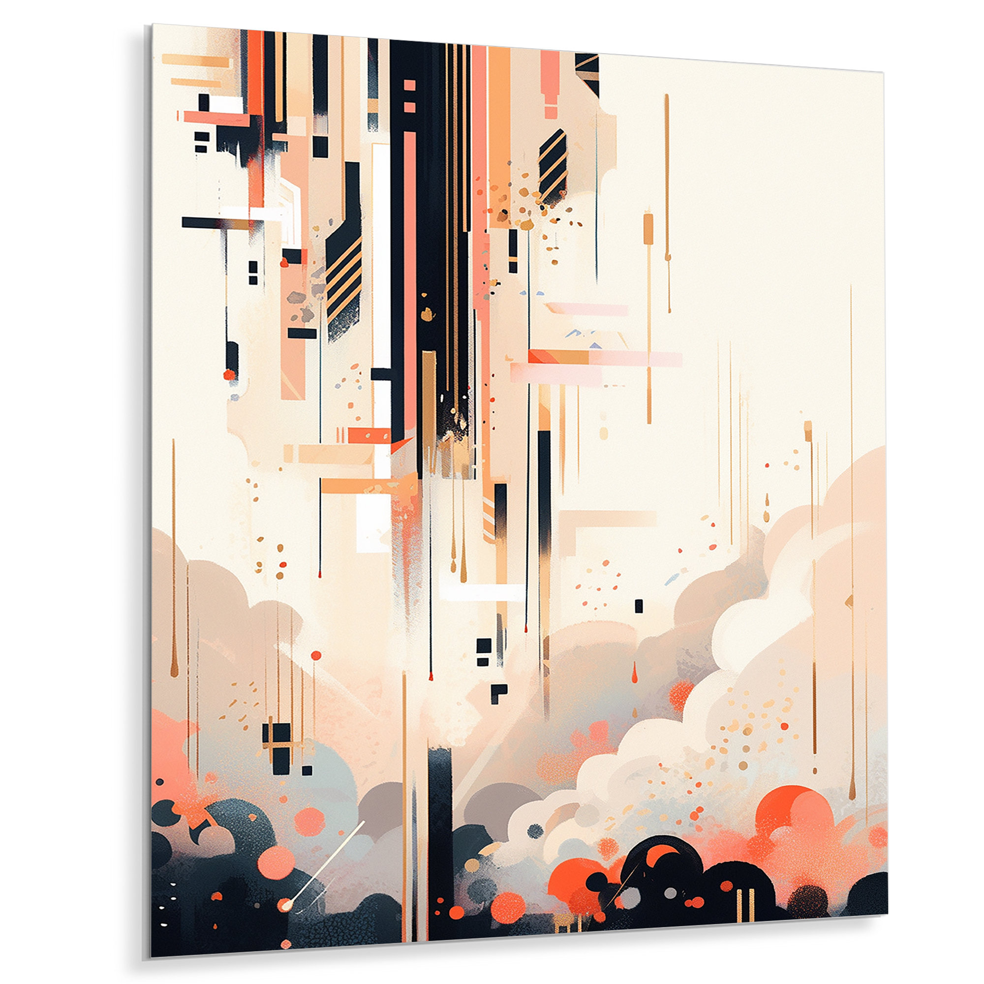 House of Hampton Peach Cream Multifaceted Whirls - Cubism Metal Wall ...