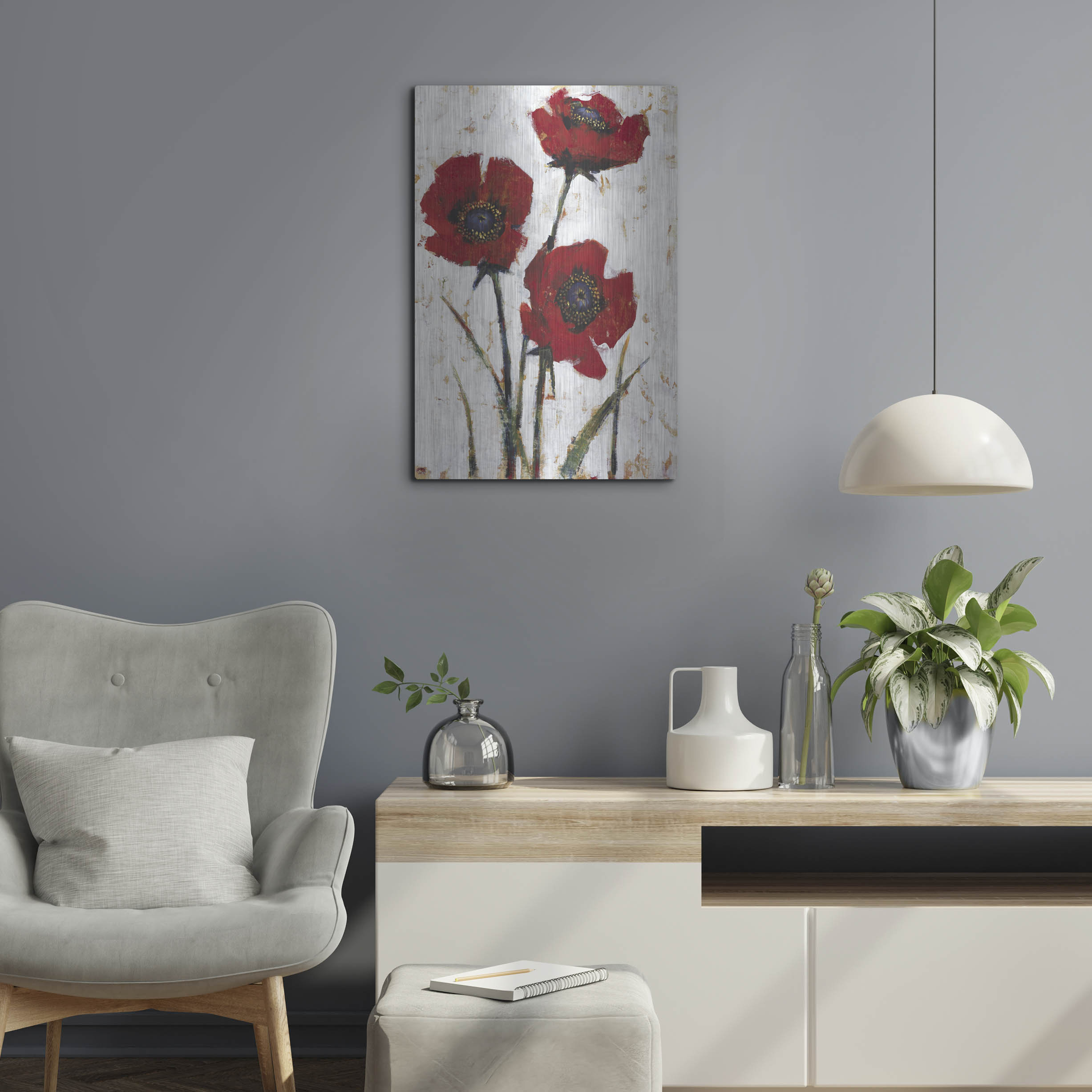 Luxe Metal Art 'Red Poppy Fresco II' by Tim O'Toole, Metal Wall Art ...