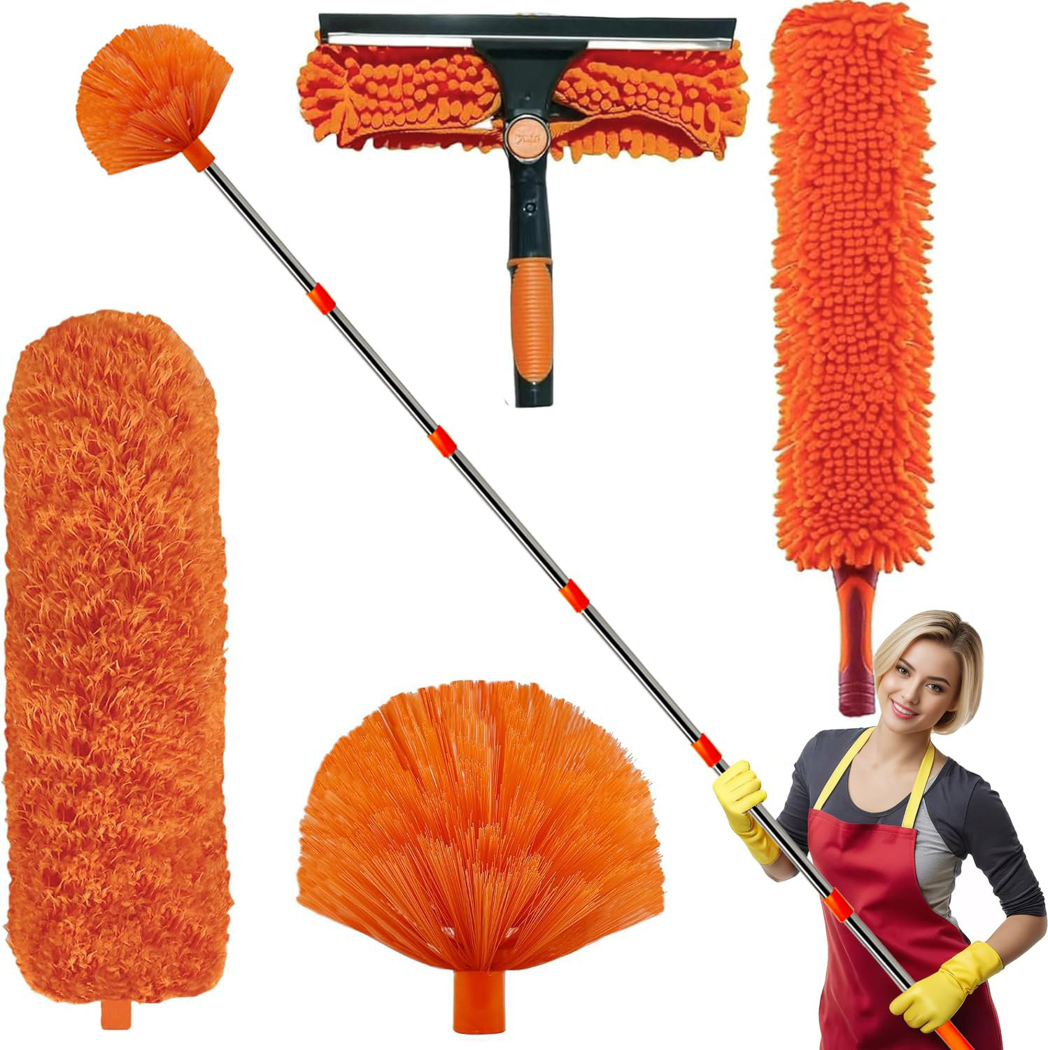 FEIYAN 20+ Ft High Reach Duster Kit With 3-14 Ft Spliceable Pole ...