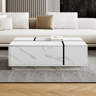 Wrought Studio™ Rectangular Sliding Top Coffee Table, White Marble Look ...