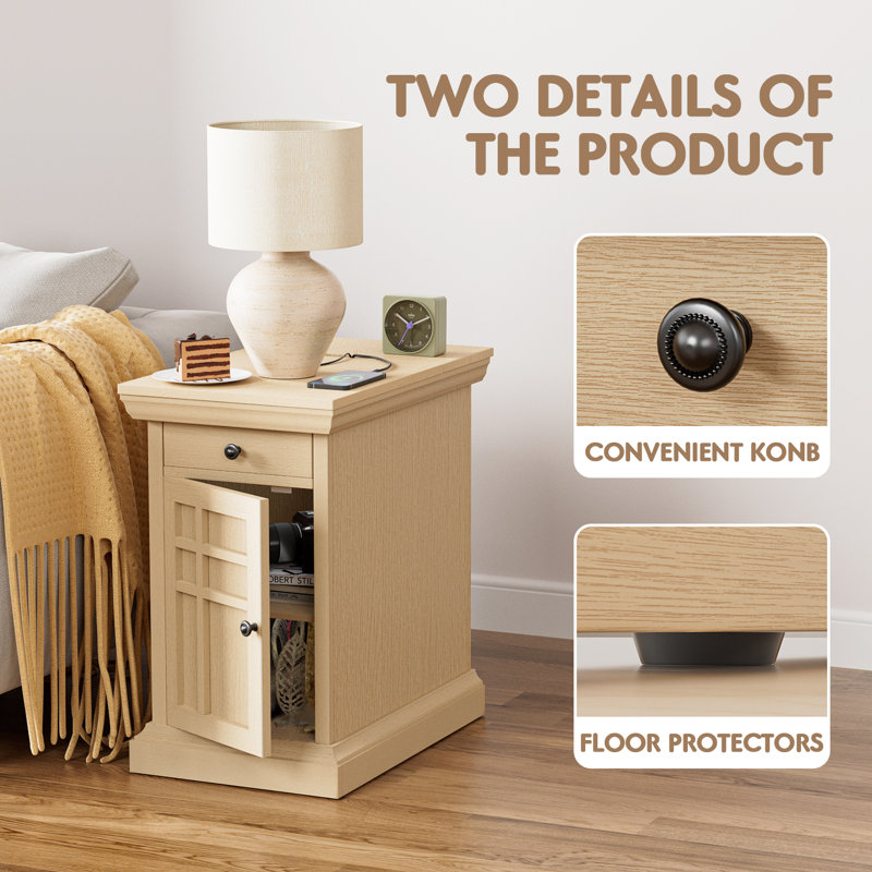 Lark Manor Angelynne Floor Shelf End Table Set with Storage and Built ...