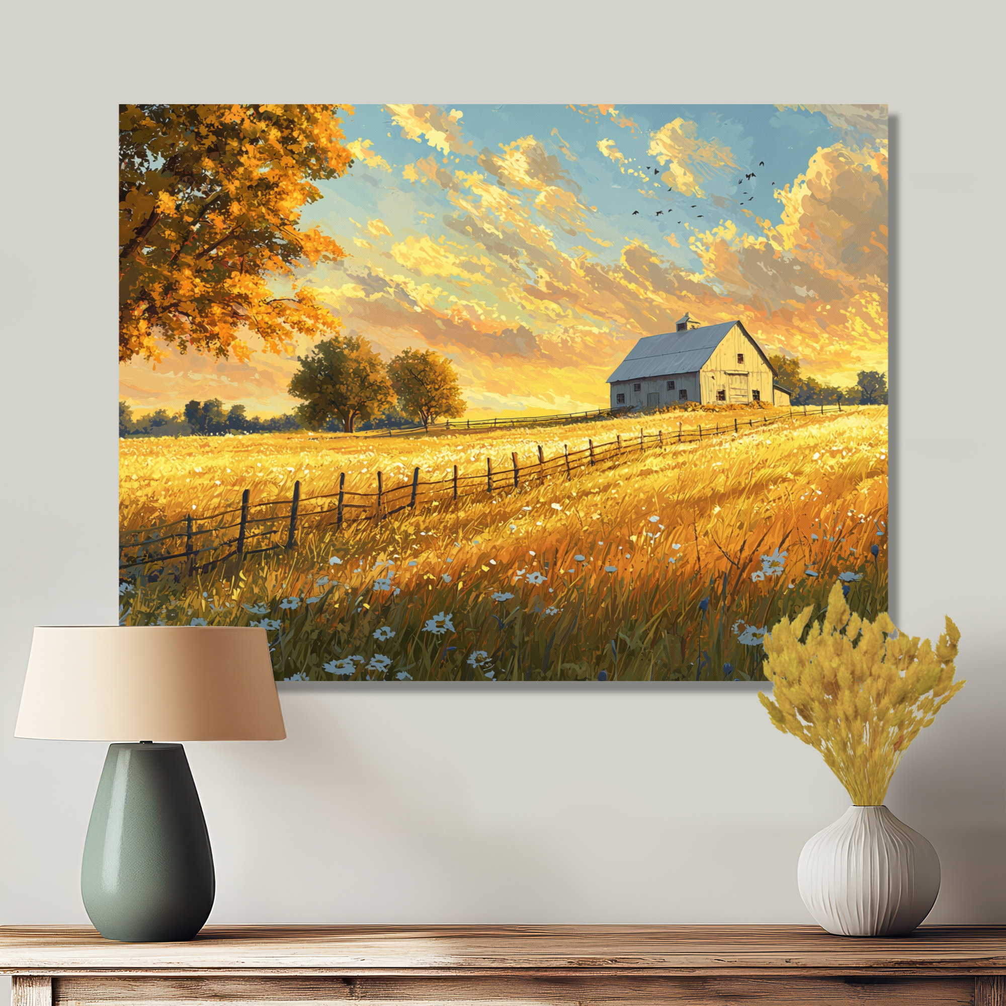 August Grove® Countryside Golden Hour On The Farm I - Countryside Wall ...