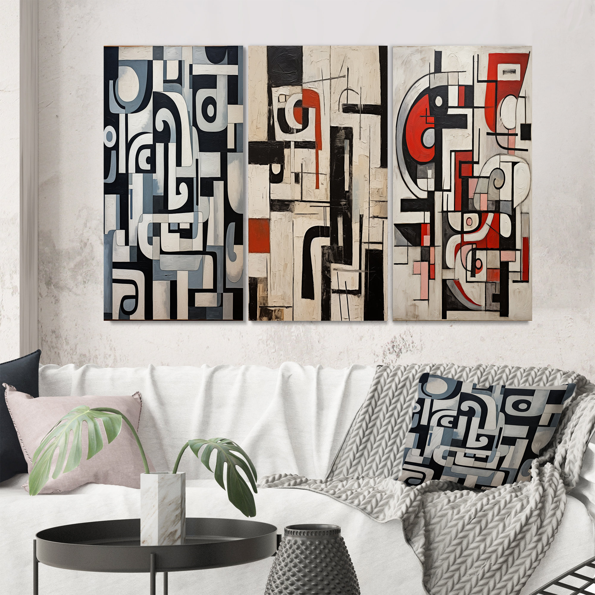 Latitude Run® Urban Passion Abstract Red Black White III - Modern ...