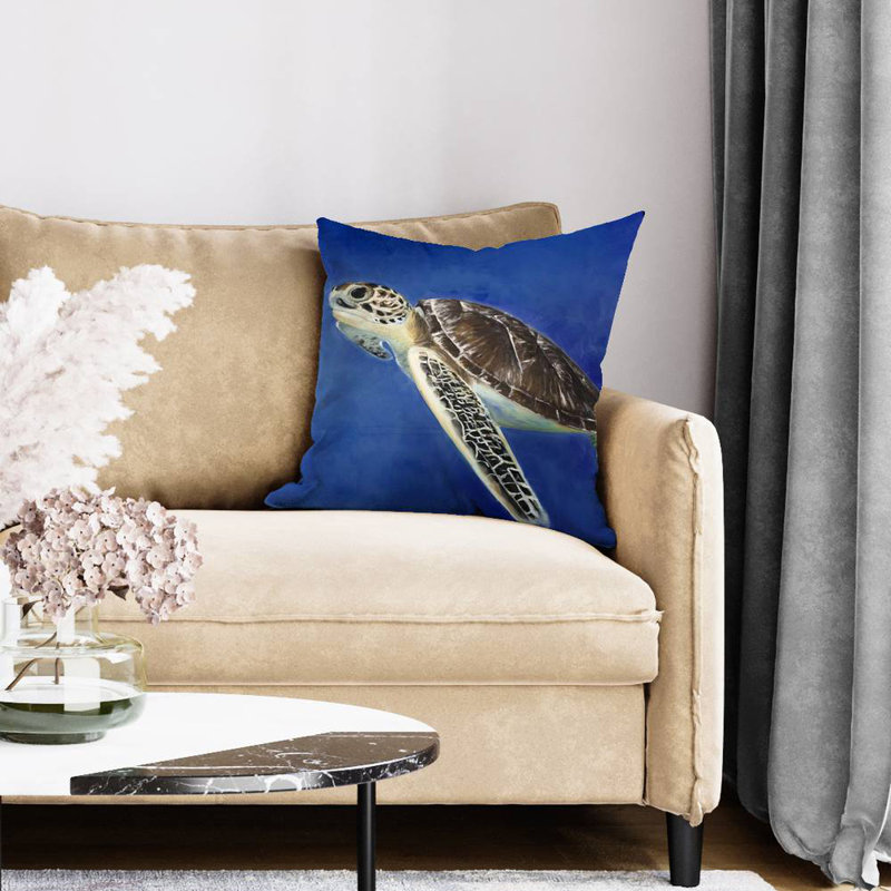 Begin Edition International Inc. Grayscale Sea Turtle Square Pillow ...