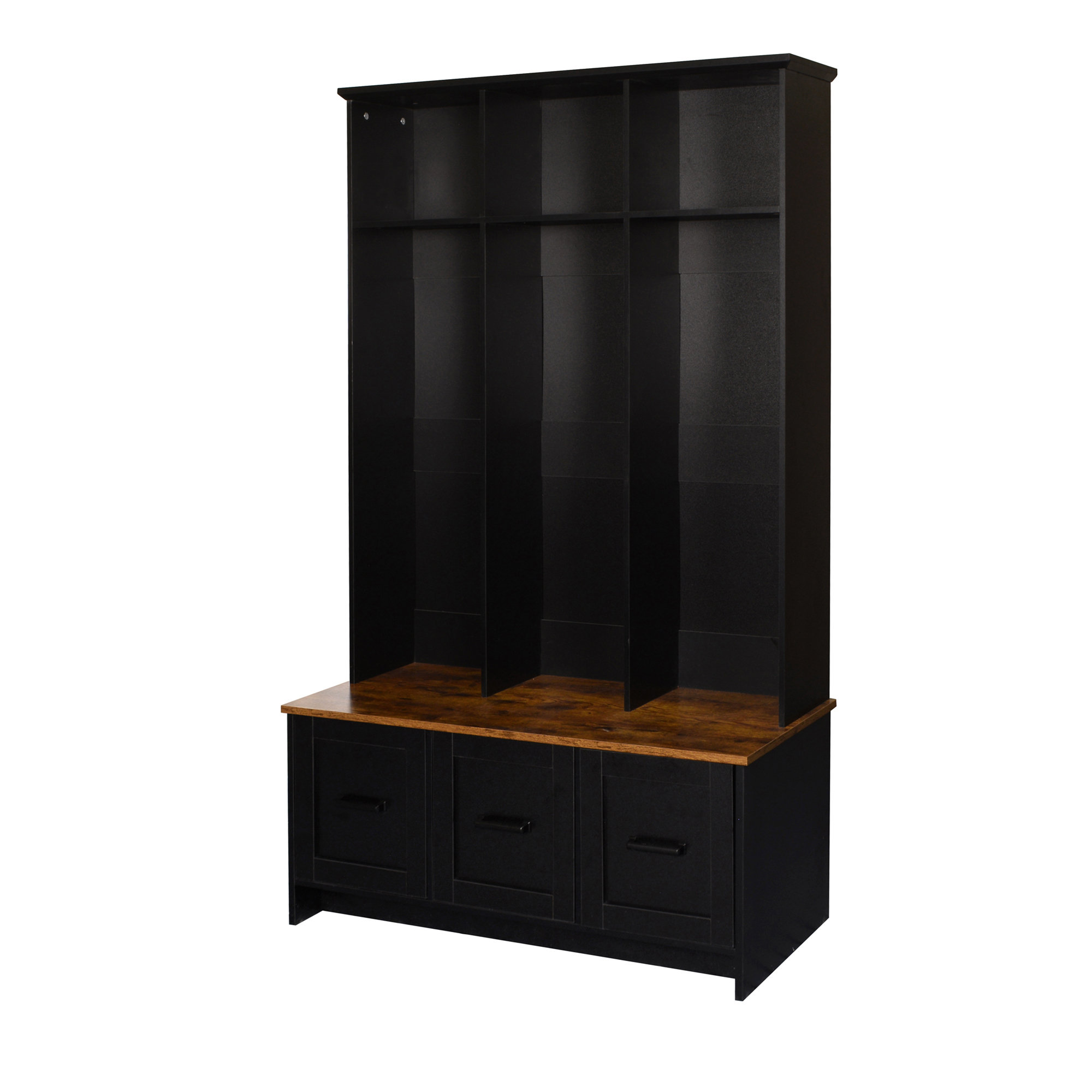 HONGHELEWANG Modern Hall Tree With Entryway Bench, 3 Shelves And ...