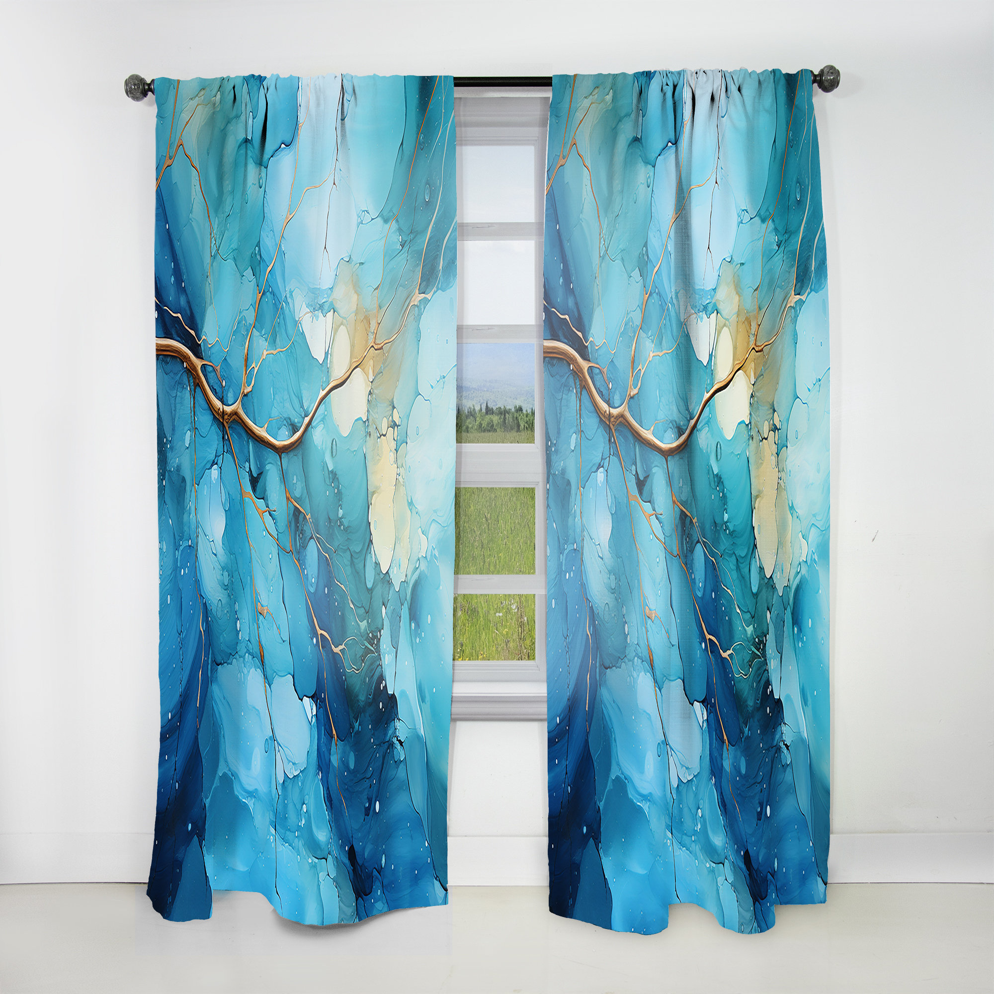 Design Art Blue And White Cool Water Drip II - Drip Painting Abstract ...