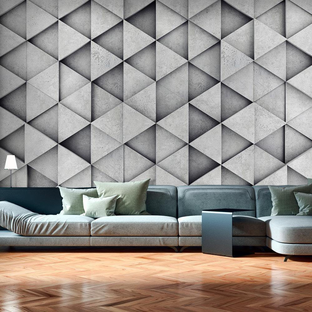 Corrigan Studio® Joney Gray Concrete Triangles Smooth Wall Mural | Wayfair