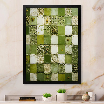 green flower pattern tile