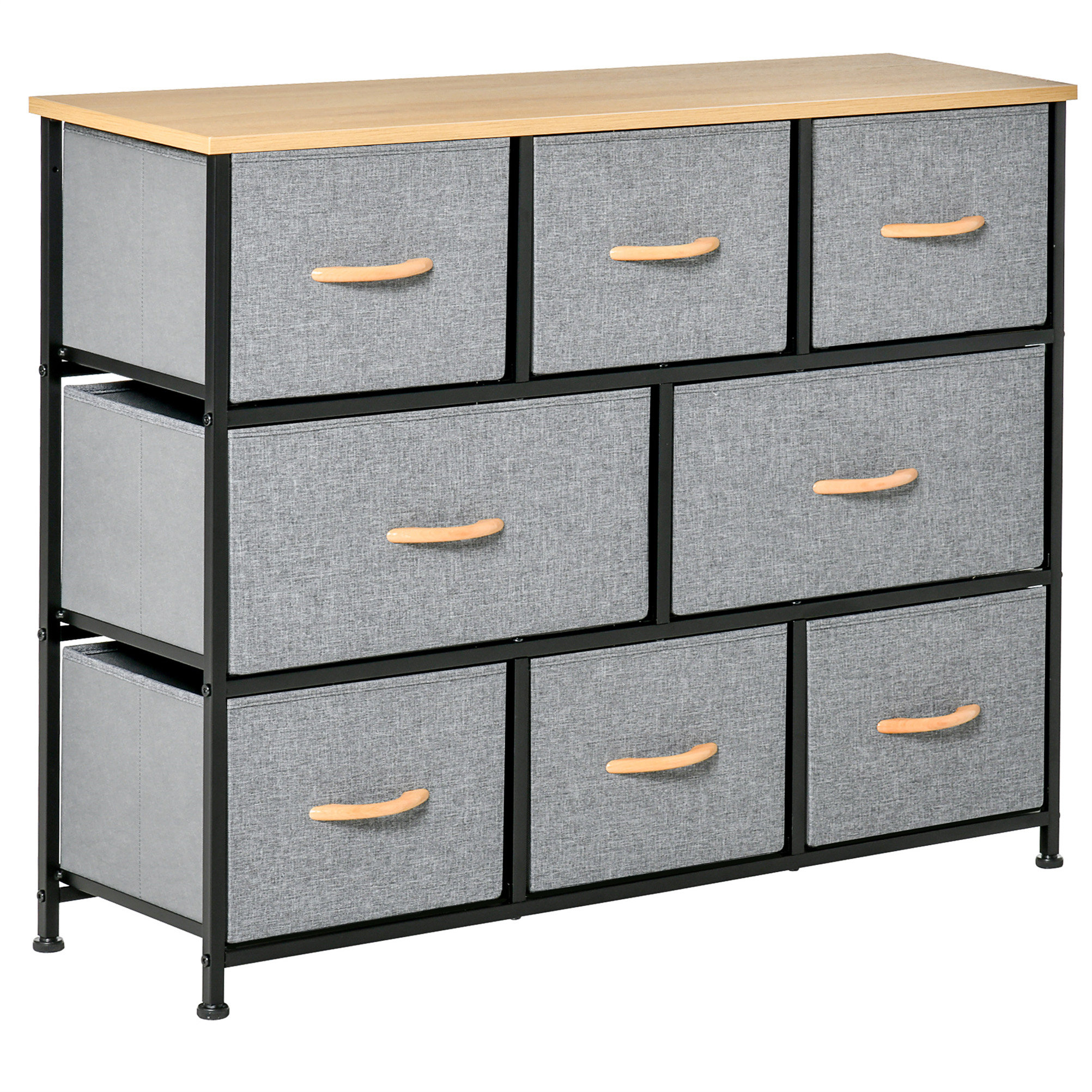 Rebrilliant HOMCOM 8-Drawer Dresser, 3-Tier Fabric Chest Of Drawers ...