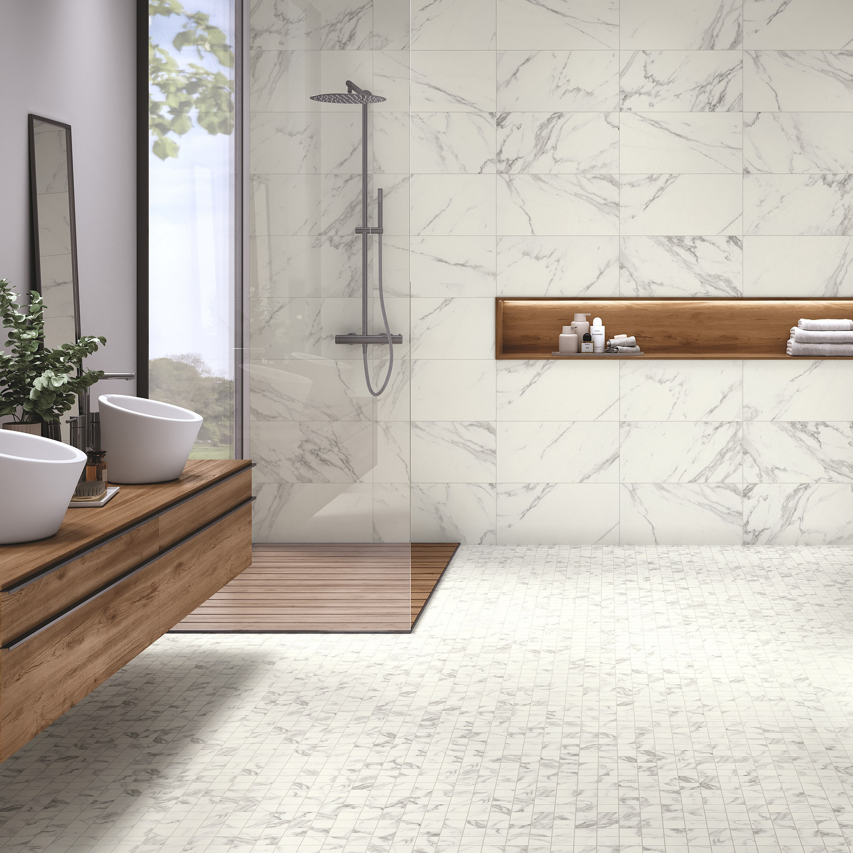 PIXL Stauario Stone 12" X 24" Porcelain Statuario Look Tile | Wayfair