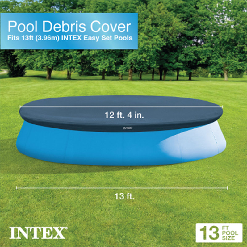 Intex Metal Frame Round Swimming Pool w/ Filter Pump & 13' Pool Cover ...
