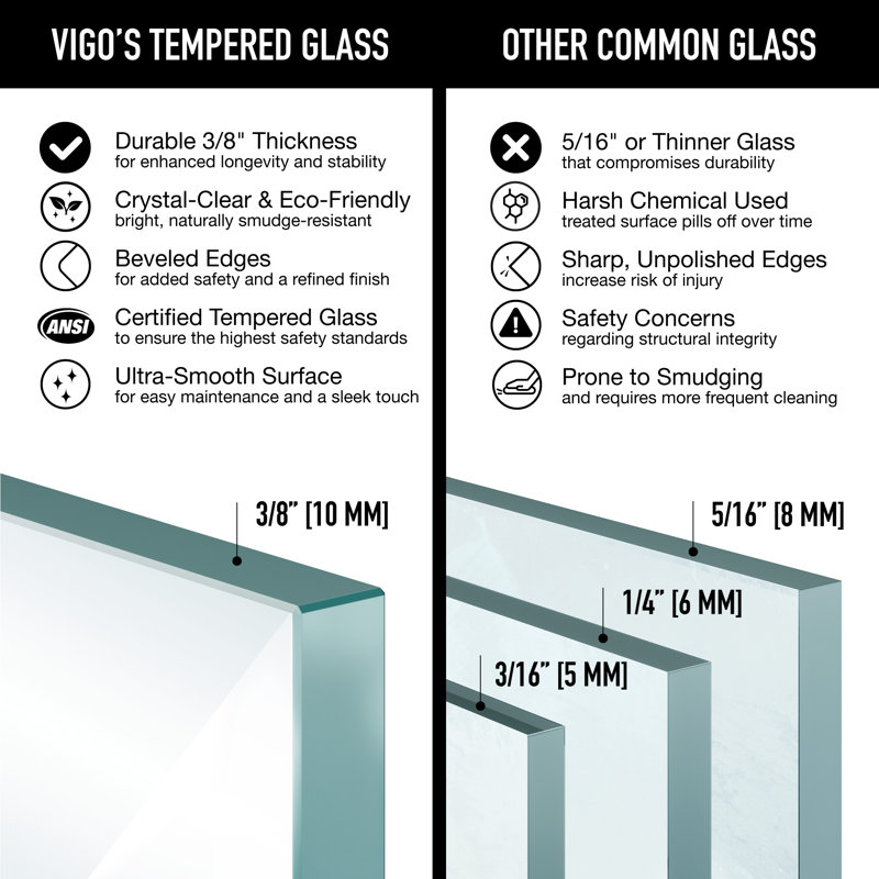 VIGO Elan 68-72" W x 74" H Sliding Frameless Shower Door with 3/8" Grid ...