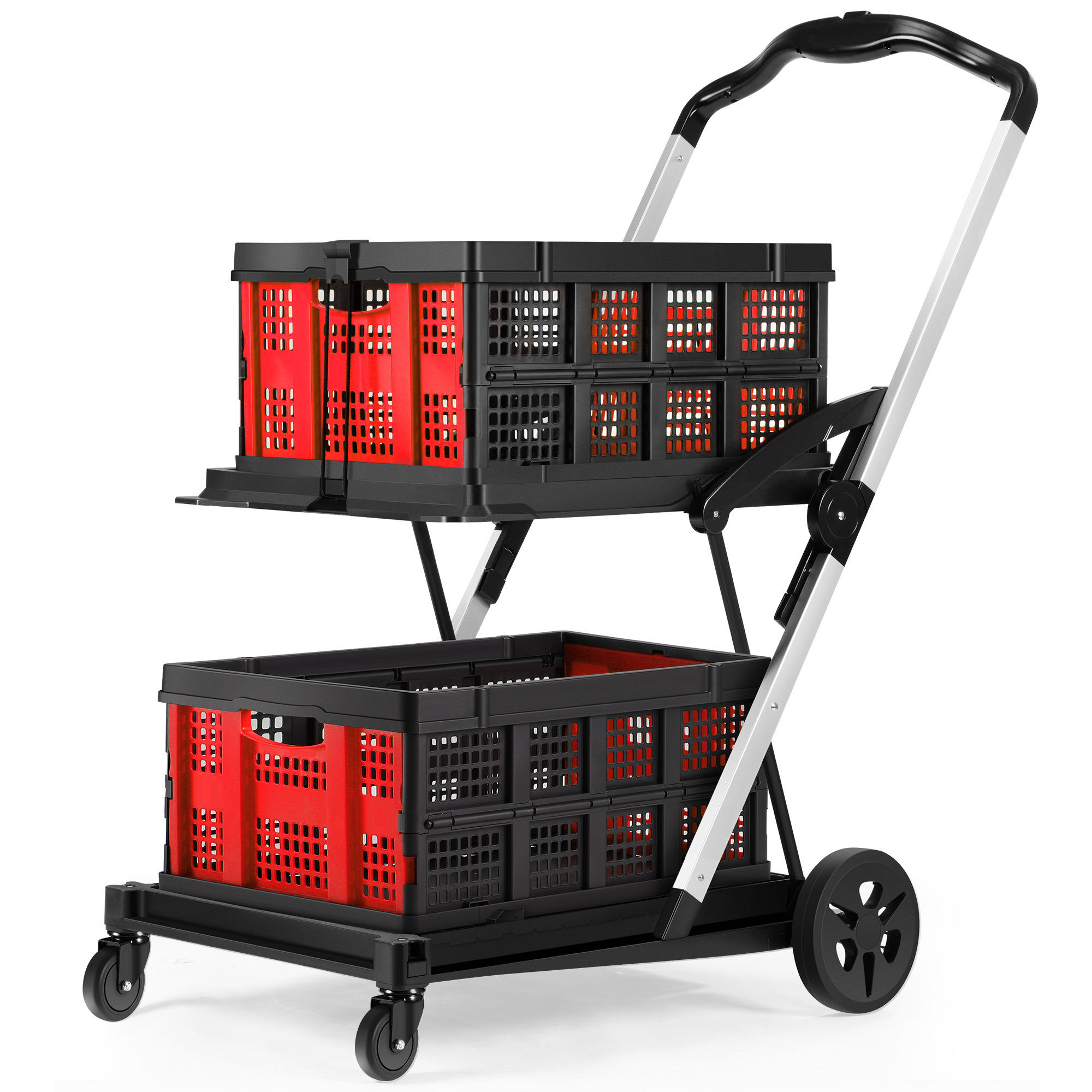 Decofy 2-Tier Multi Use Functional Collapsible Utility Cart,Adjustable ...