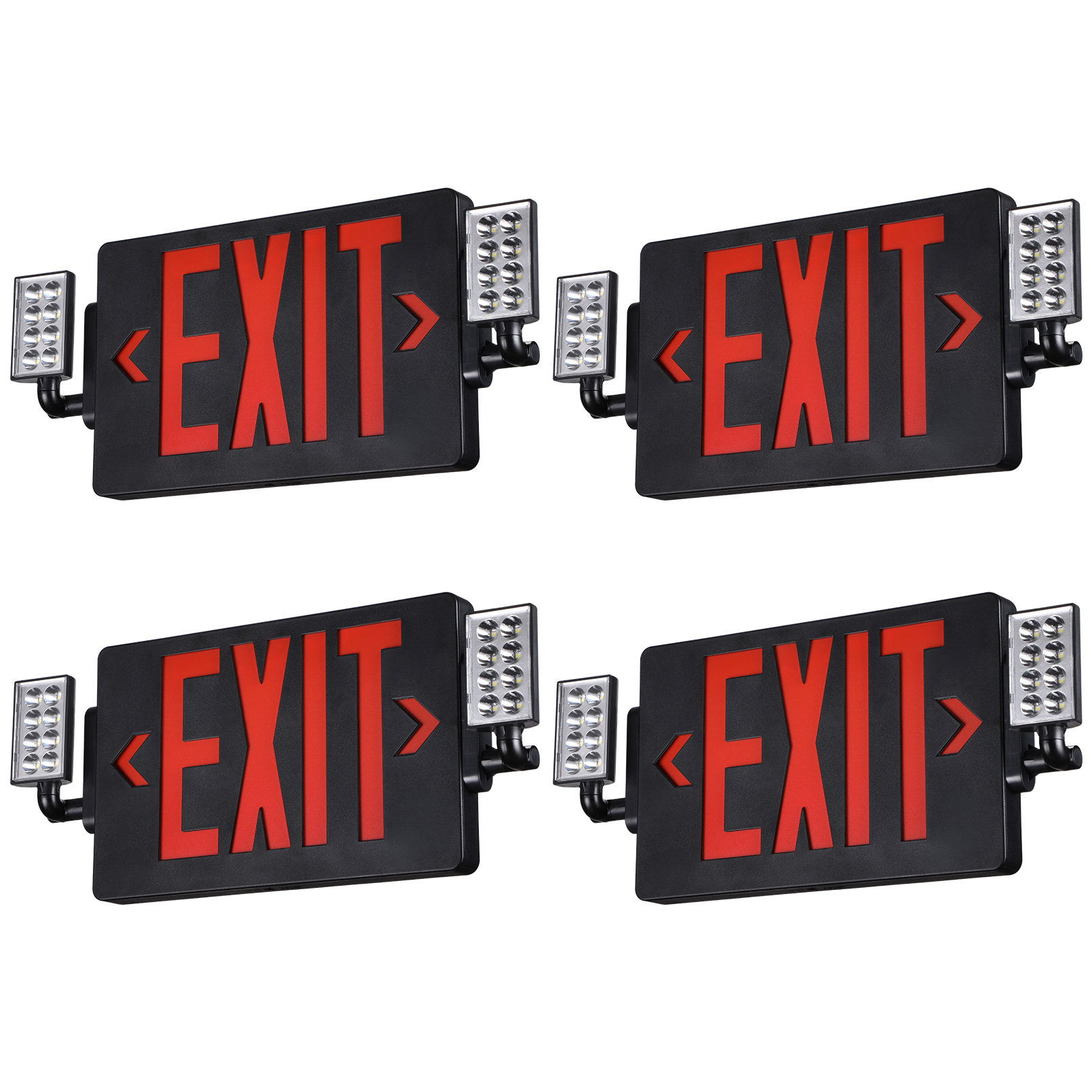 TORCHSTAR Red Letter Led Exit Sign With Battery Backup, Two Adjustable ...