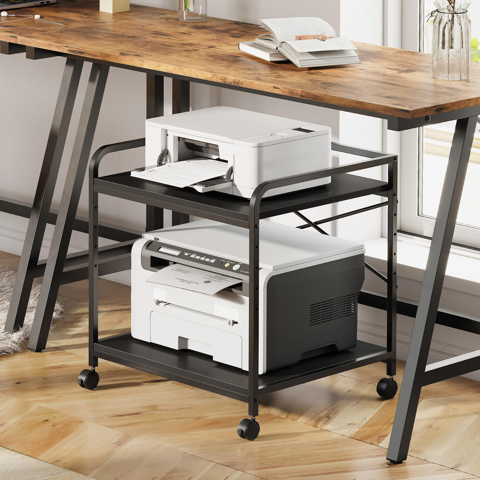 YIXIAOSHANGMAO Under-Desk Printer Stand - Large Printer Table With ...