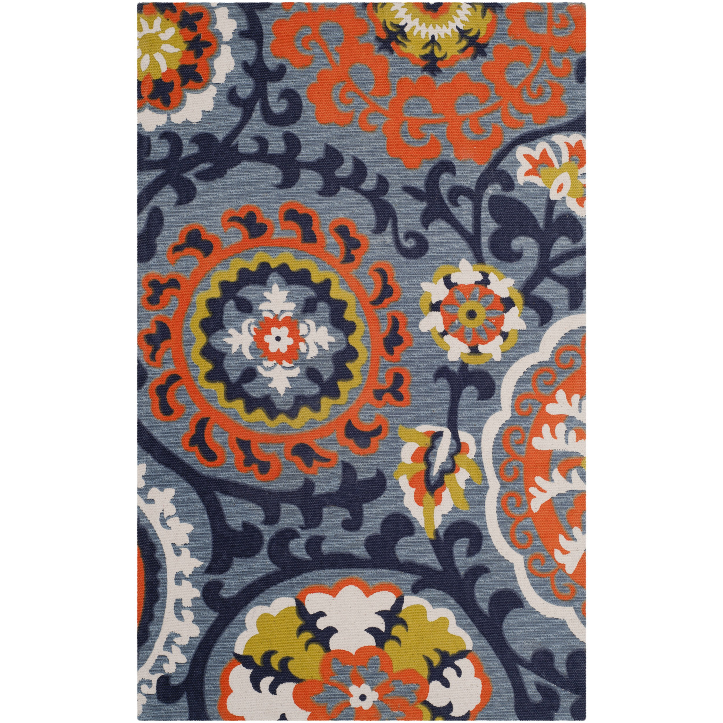 Wrought Studio Columbus Circle Hand-Loomed Blue/Orange Area Rug ...