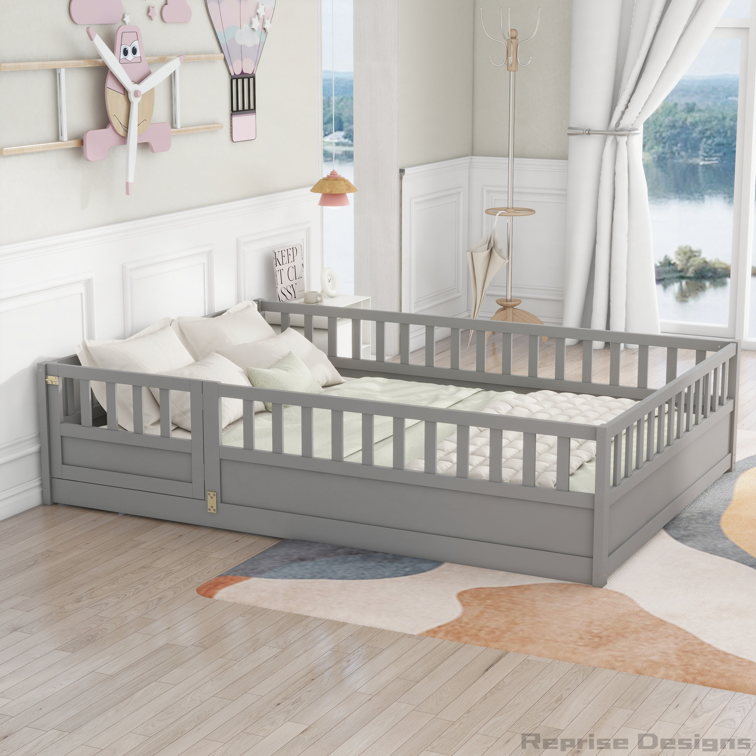 Reprise Designs Floor bed frame with super high security barrier and ...