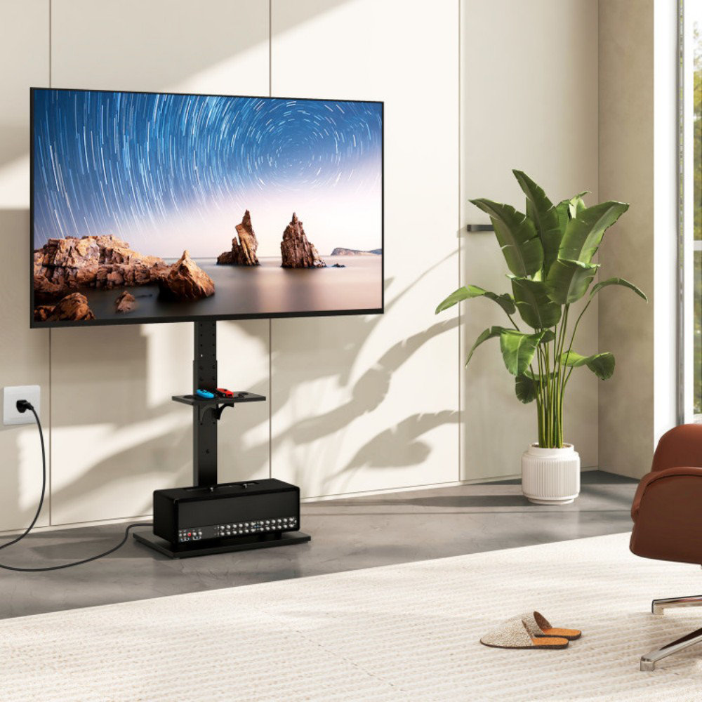 Symple Stuff Tilt and Height Adjustable Floor TV Stand with Power ...