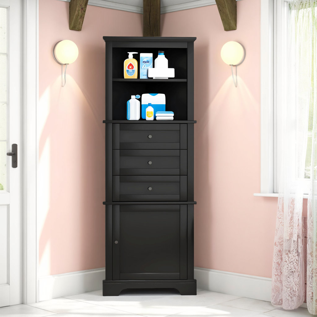 black corner bathroom unit